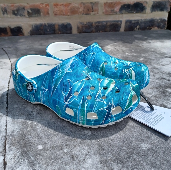 CROCS | Shoes | Crocs Blue Shark Sandal Waterproof Clogs New Shoes ...